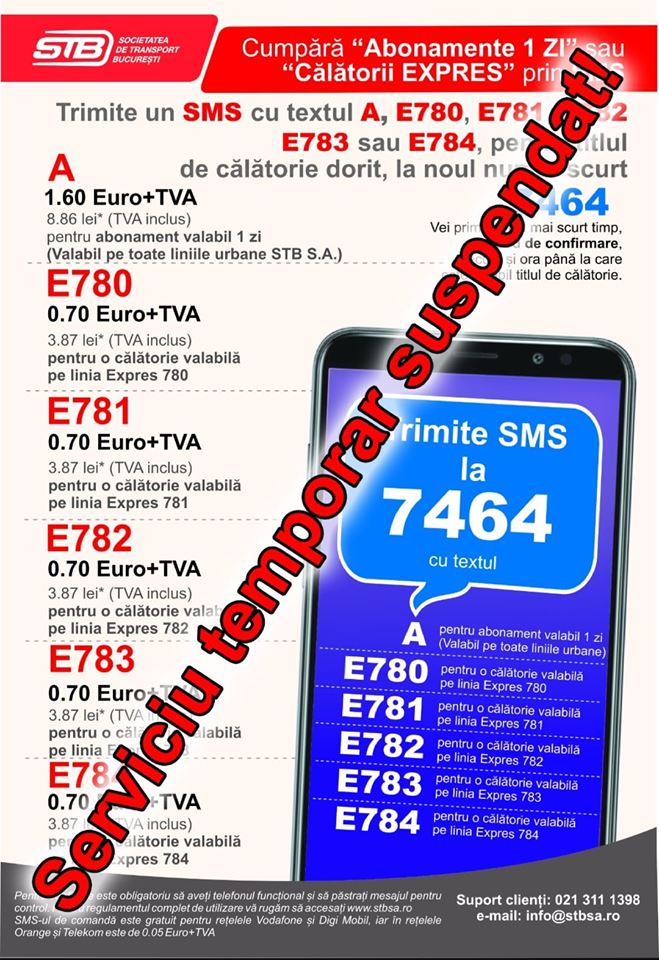 STB suspendă temporar plata titlurilor de călătorie prin SMS : Europa FM