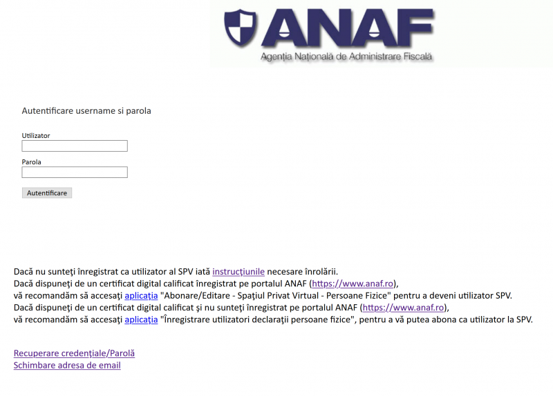 Spatiul Privat Virtual pentru persoanele fizice funcționează și cu ...