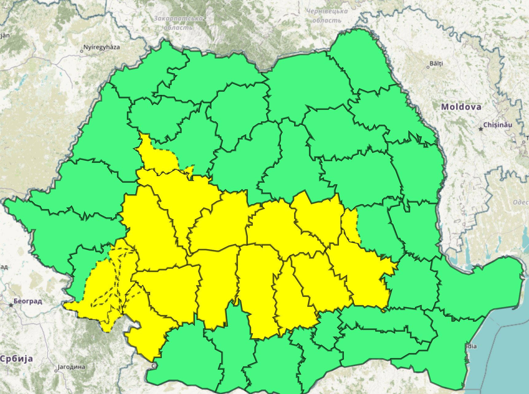 Cod galben de instabilitate atmosferică în 14 judeţe : Europa FM
