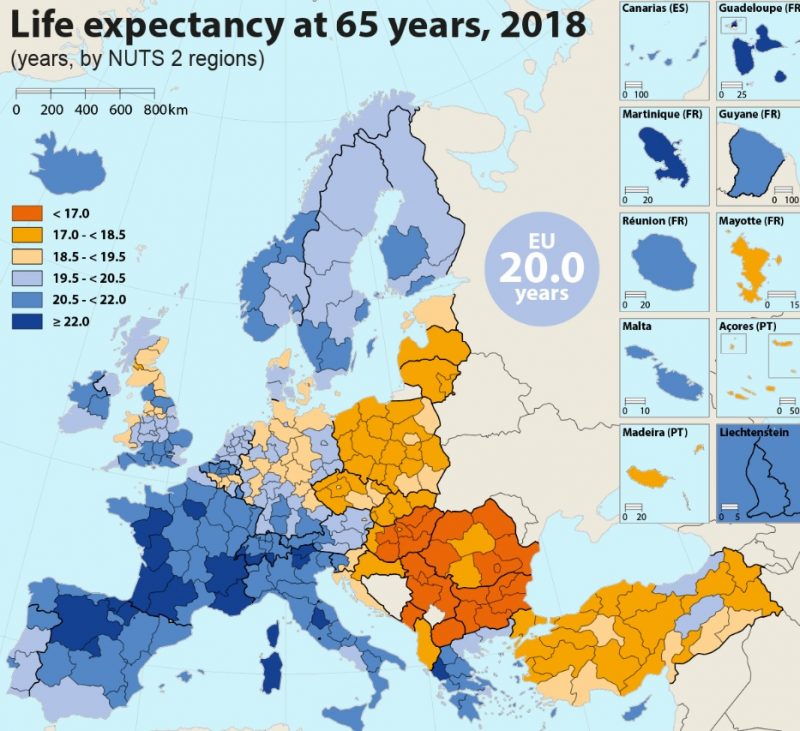 Eurostat: Speranța de viață după vârsta de 65 de ani, în România ...
