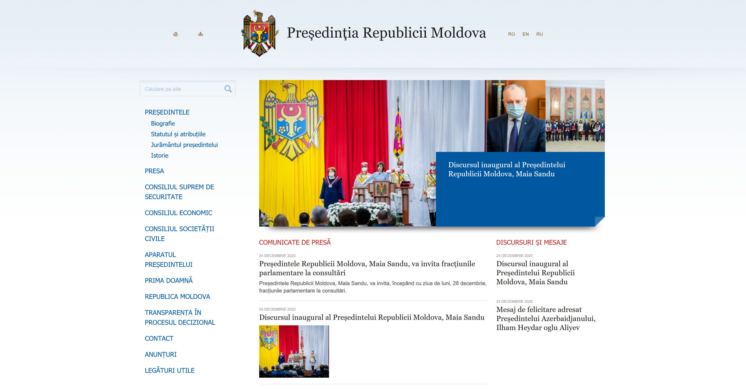 Președinția Republicii Moldova schimbă online limba moldovenească în ...