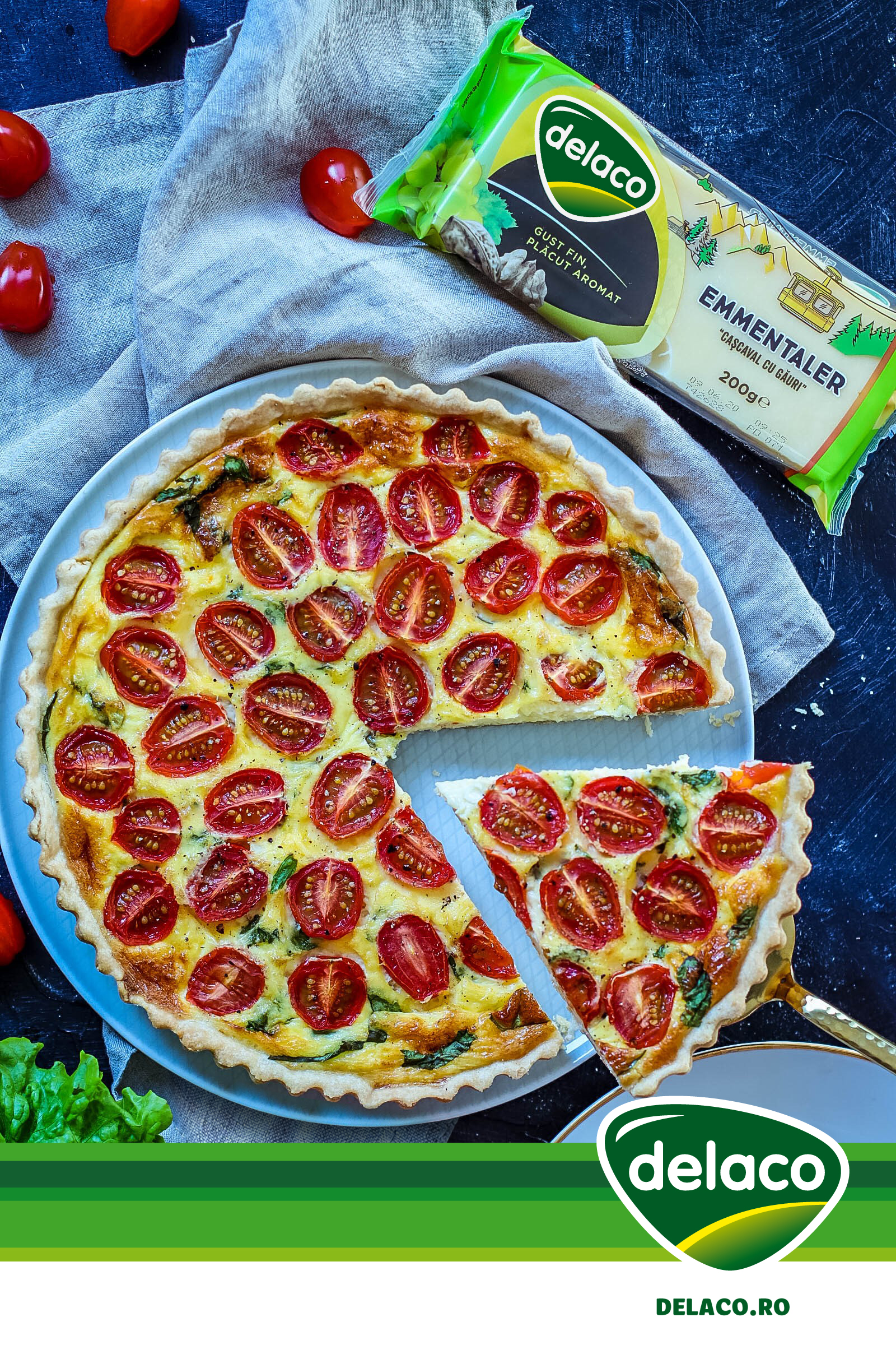 Coolinaria: Quiche cu emmentaler Delaco, roșii cherry și busuioc ...
