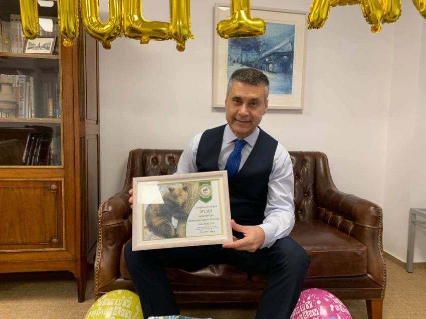 Ambasadorul Israelului, David Saranga, ”tată” adoptiv pentru o ursoaică ...