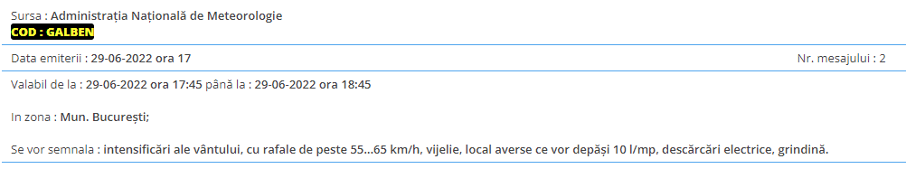 Cod galben de vijelie în București. Cât este valabil