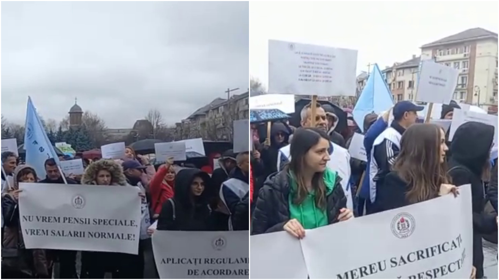 Protest al angajaților din învățământ la Craiova: „Nu vrem pensii ...