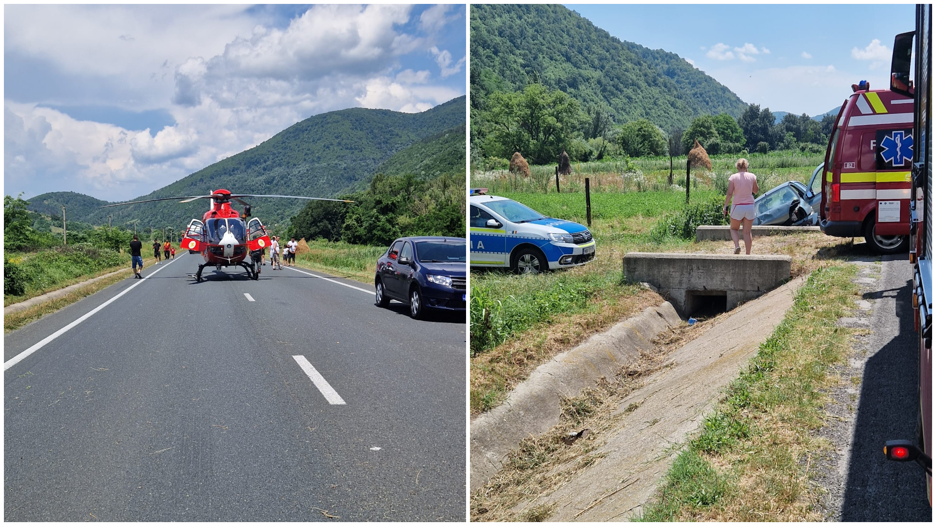 Elicopter SMURD, solicitat de urgență în urma unui accident rutier ...