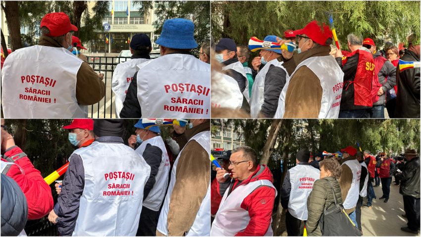 Lucrătorii poștali protestează în fața Ministerului Digitalizării ...
