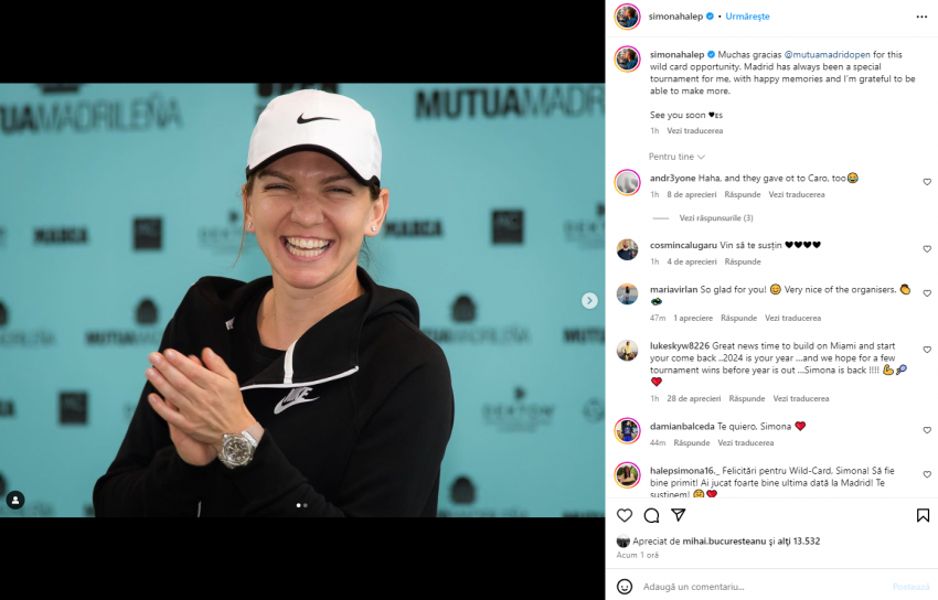Simona Halep va juca la WTA Madrid : Europa FM
