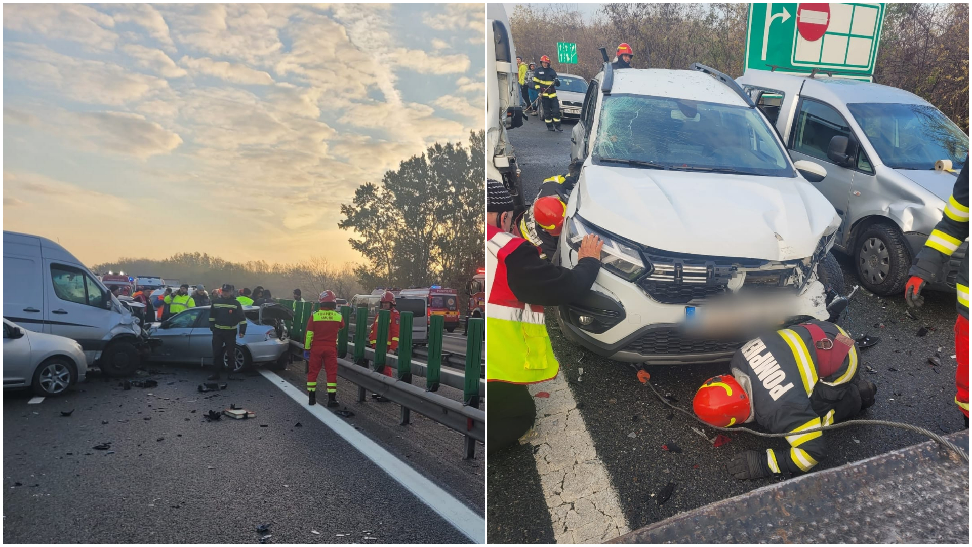 Prahova: Accident cu 11 maşini pe autostrada A3. 2 oameni au fost transportați la spital ...