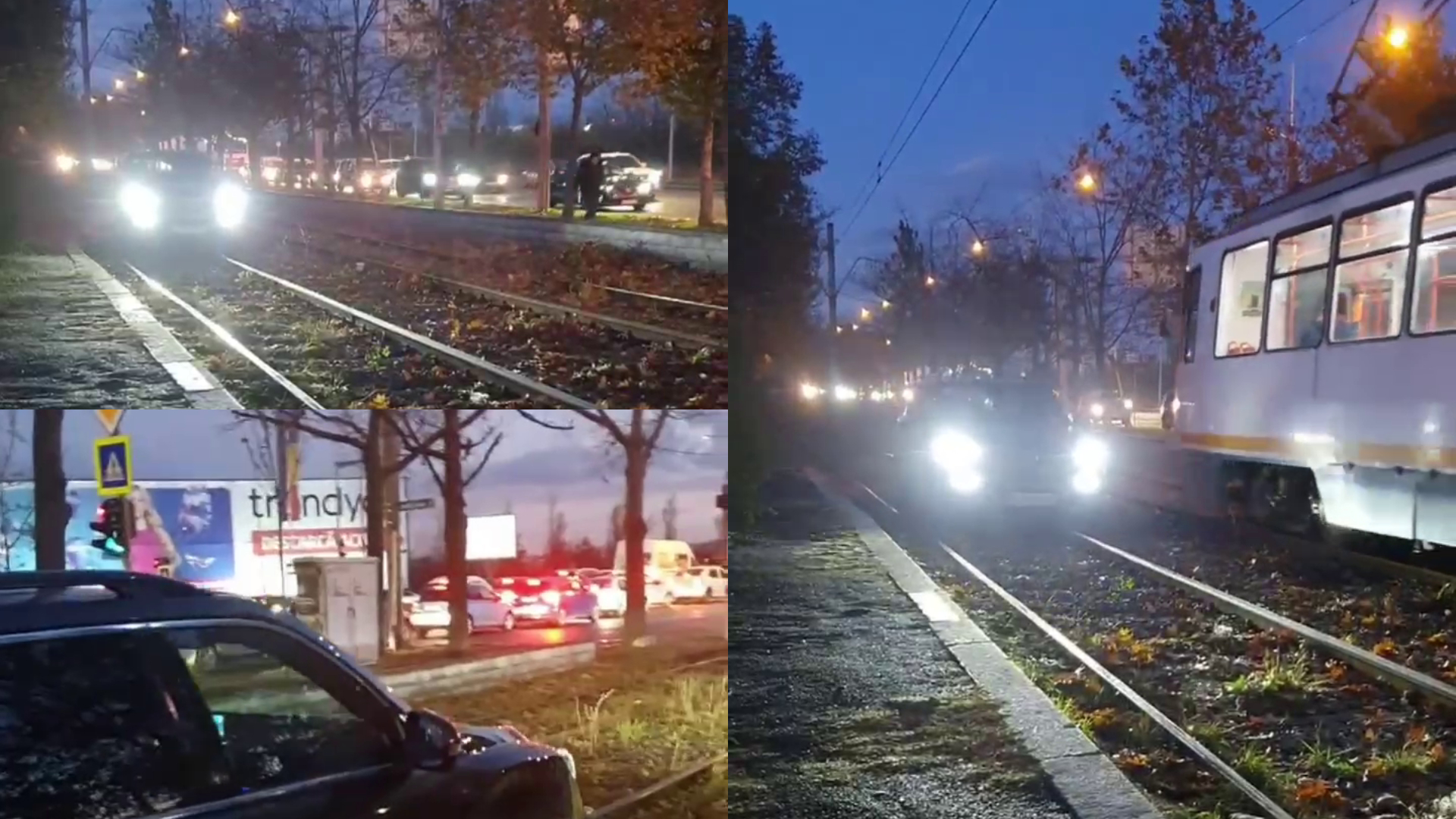 Un șofer din București a ales să evite traficul aglomerat circulând cu mașina pe linia de ...