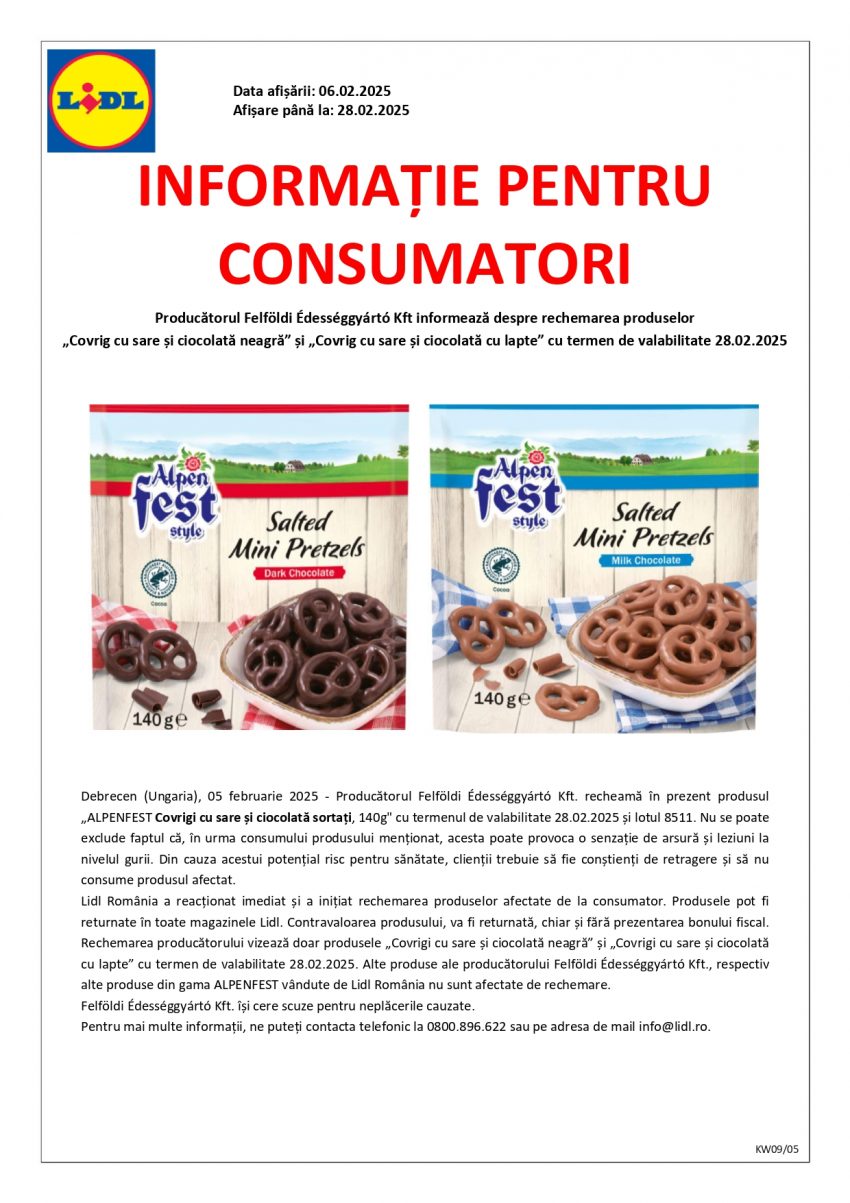Pachete de covrigi cu ciocolată, retrase din magazinele LIDL. Clienţii ...