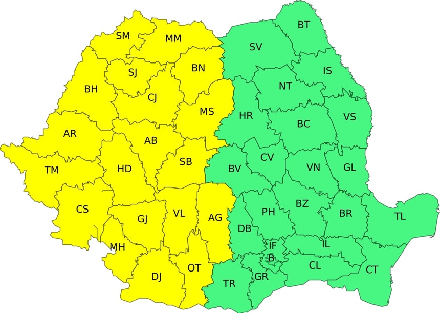 ANM: Cod galben de ploi și vijelii în jumătate din țară : Europa FM